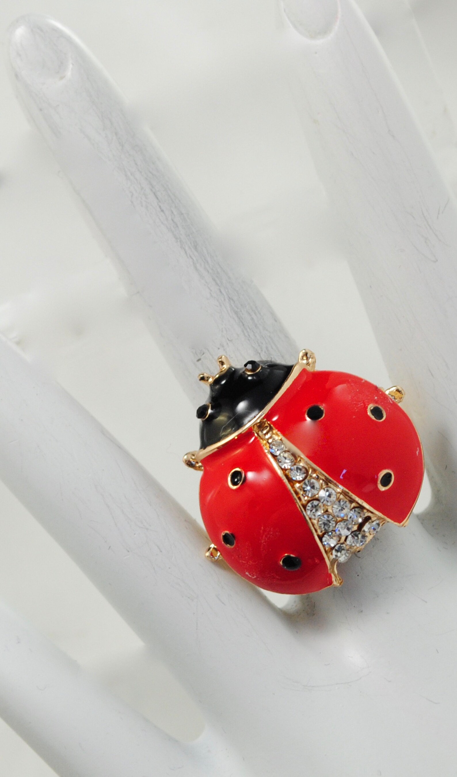 Red Ladybug Ring Rhinestone Ladybug Lucky Ladybug Insect - Etsy