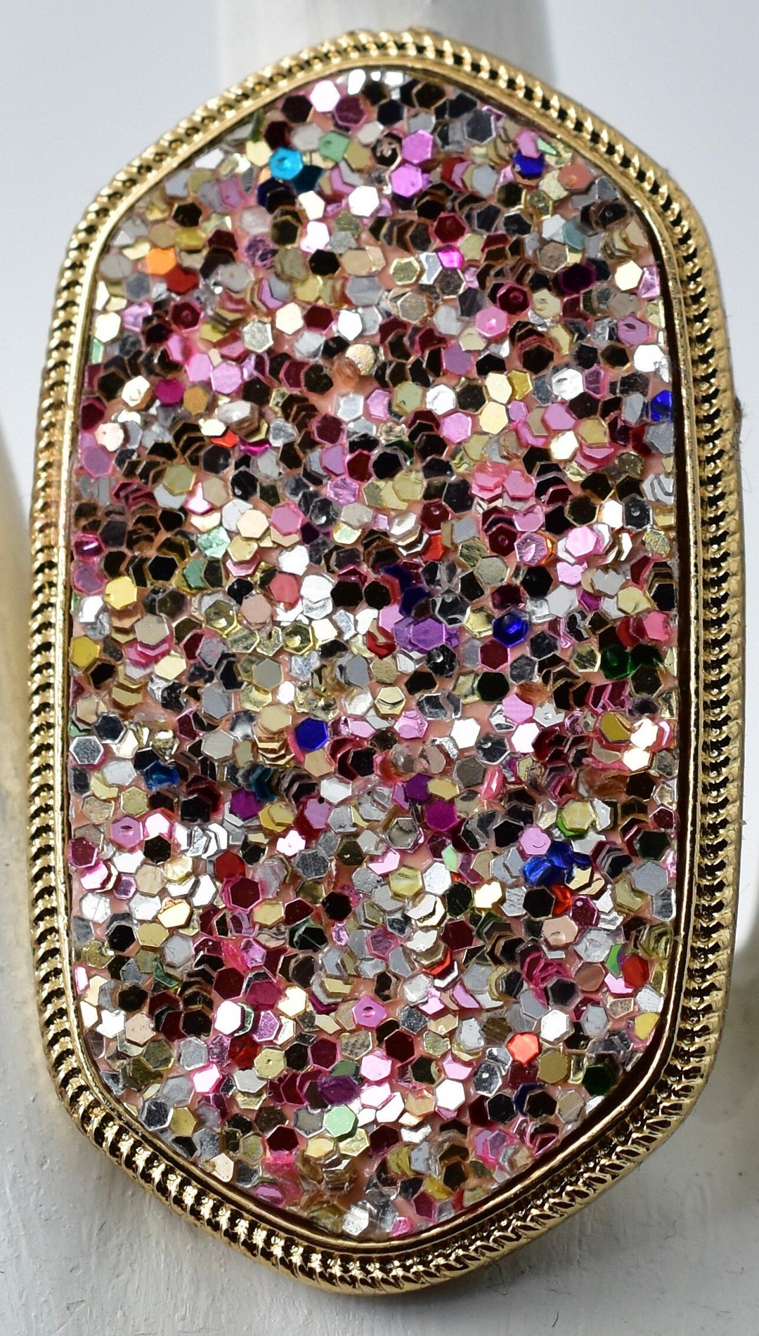 Sparkly Gold Glitter Ring Multicolor Hexagon Spring Summer Jewelry ...