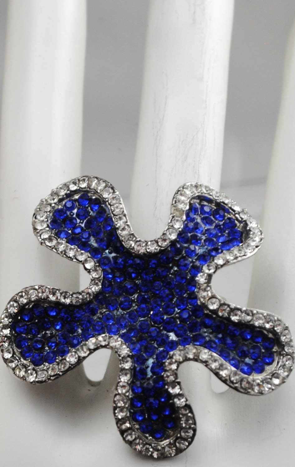 Blue Cocktail Ring Rhinestone Abstract Ring gift for - Etsy