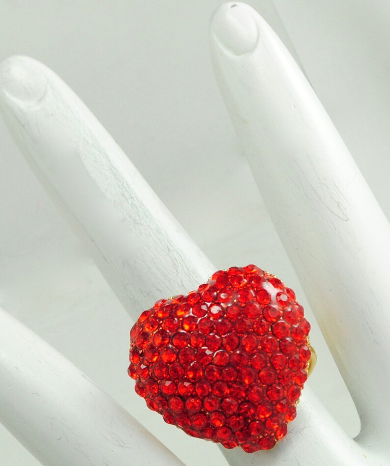 Red Rhinestone Heart Ring Valentine's Day Gift Romantic Ring Gift for ...