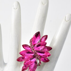 Pink Cocktail Ring Marquise Rhinestones Silver Ring Gift for Her ...