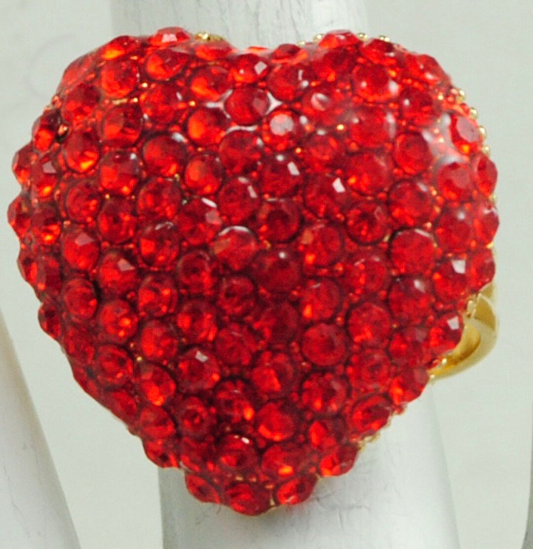 Red Rhinestone Heart Ring Valentine's Day Gift Romantic Ring Gift for ...