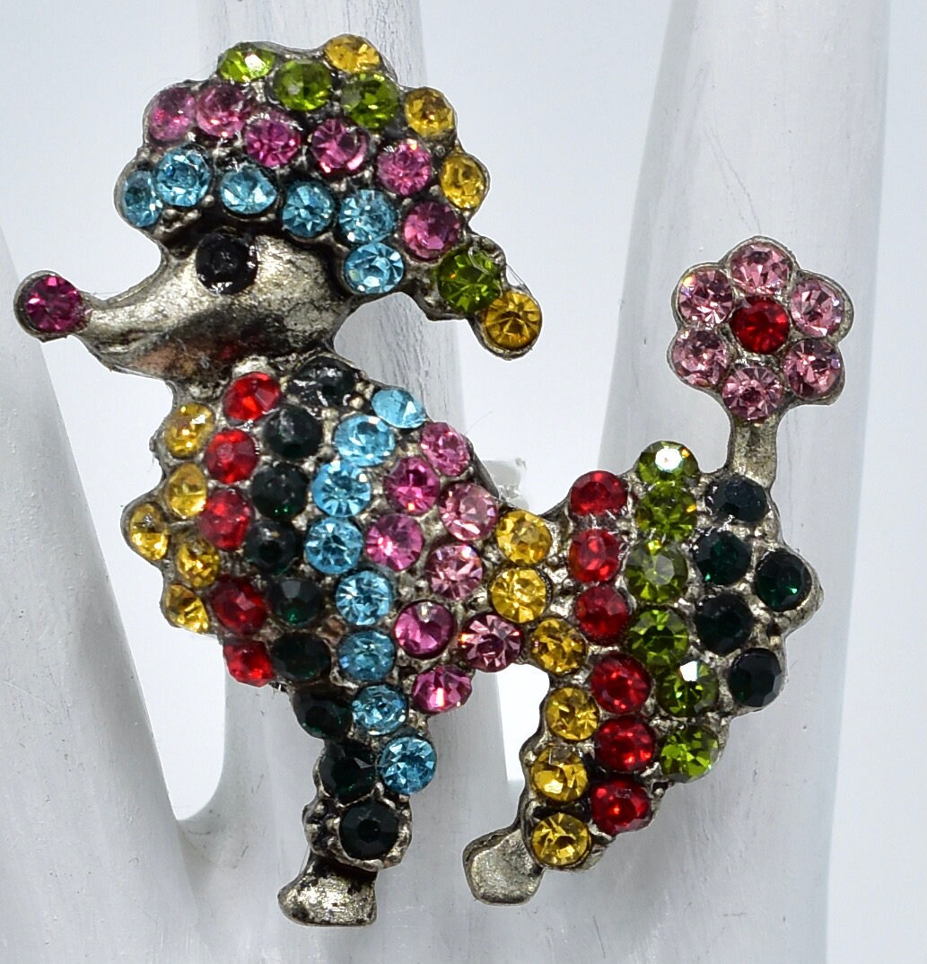 Poodle Dog Ring Colorful Dog Animal Jewelry Gift For Her | Etsy