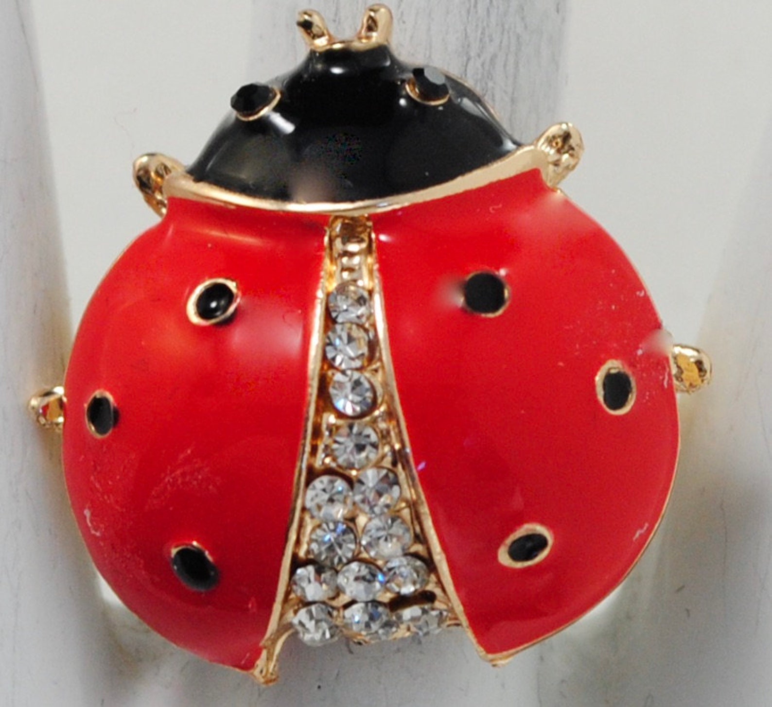 Red Ladybug Ring Rhinestone Ladybug Lucky Ladybug Insect - Etsy