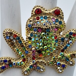 Multicolor Rhinestone Frog Ring Gold Ring Summer Jewelry Adjustable ...