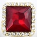 Ruby Red Square Cocktail Ring Clear Rhinestones Gold Ring - Etsy