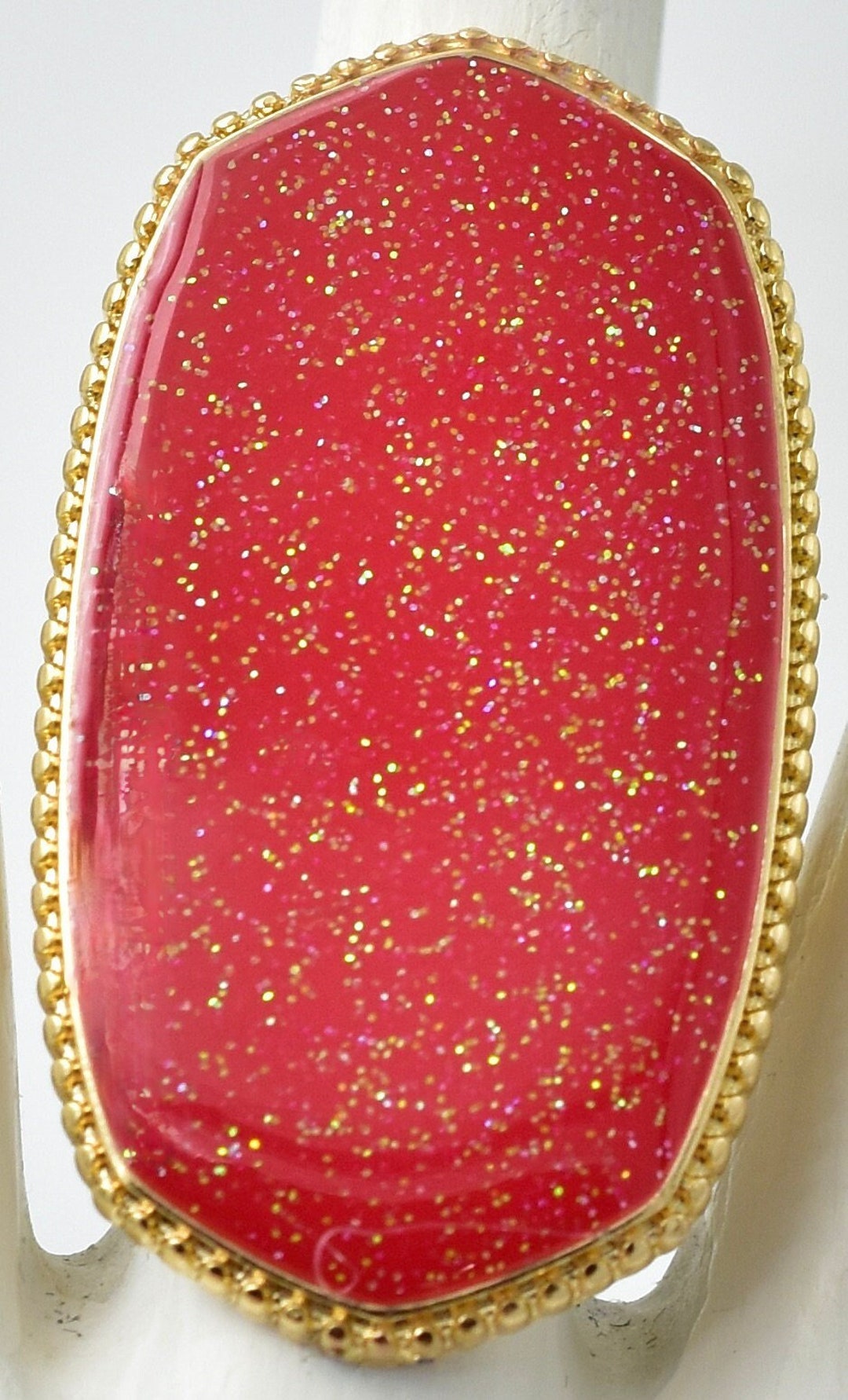Sparkly Red Stone Ring, Repurposed Gold Button, Adjustable Band - Etsy