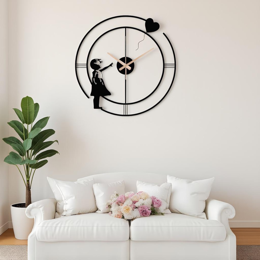 Banksy Girl With Balloon Wall Clock,modern Graffiti Art,metal Sign ...