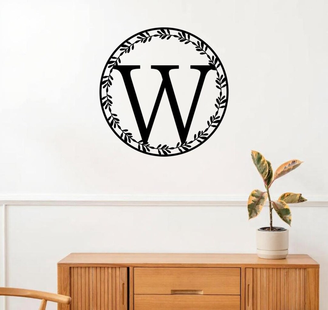 Metal Circle Letter Monogram With Vines,custom Metal Circle Monogram ...