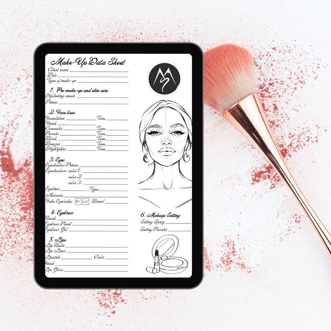 Editable Makeup Face Chart Template | Canva Makeup Data Sheet | MUA ...