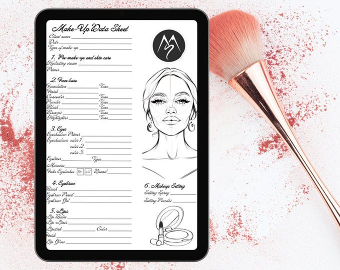 Editable Makeup Face Chart | Makeup Artist Template | Makeup Artist Document | Editable Makeup ...