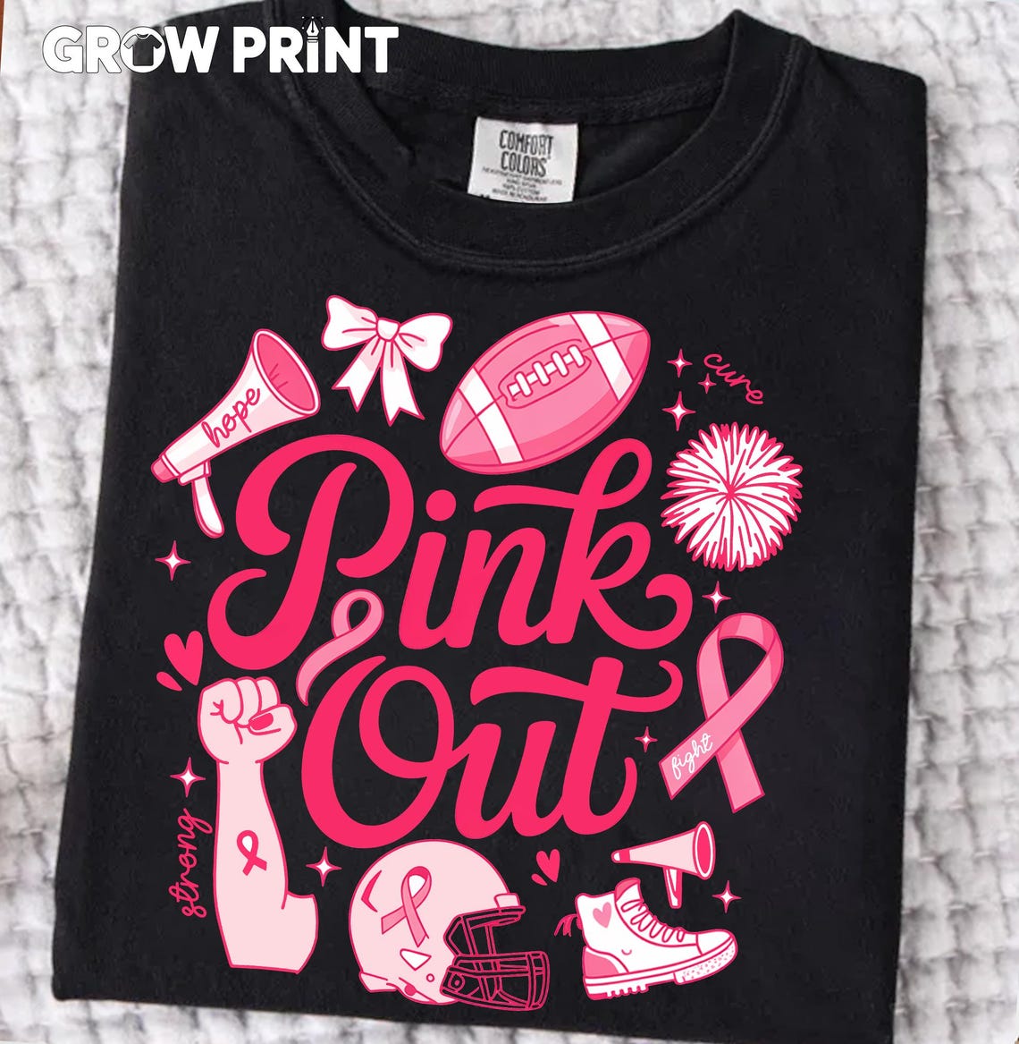 Pink Out Football PNG: Breast Cancer Awareness Game Day Design (digital ...