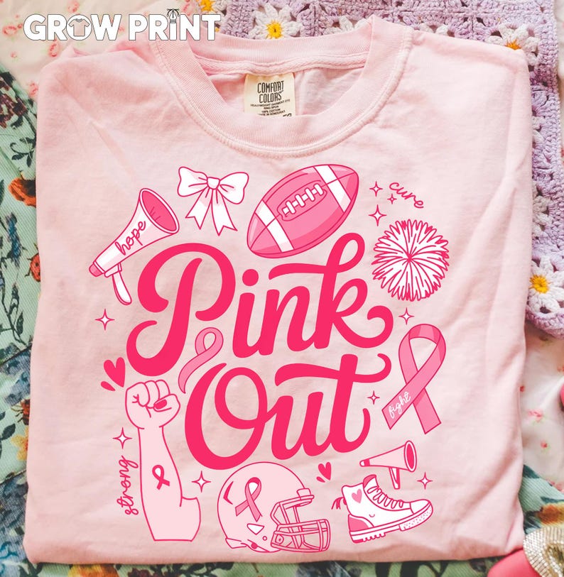 Pink Out Football PNG: Breast Cancer Awareness Game Day Design (digital ...