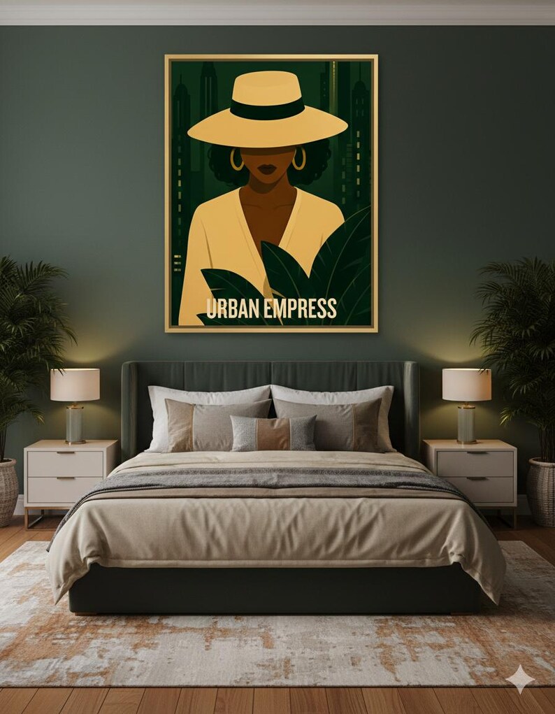 Urban Empress: Elegant Wall Art Poster, Modern Portrait With Hat ...