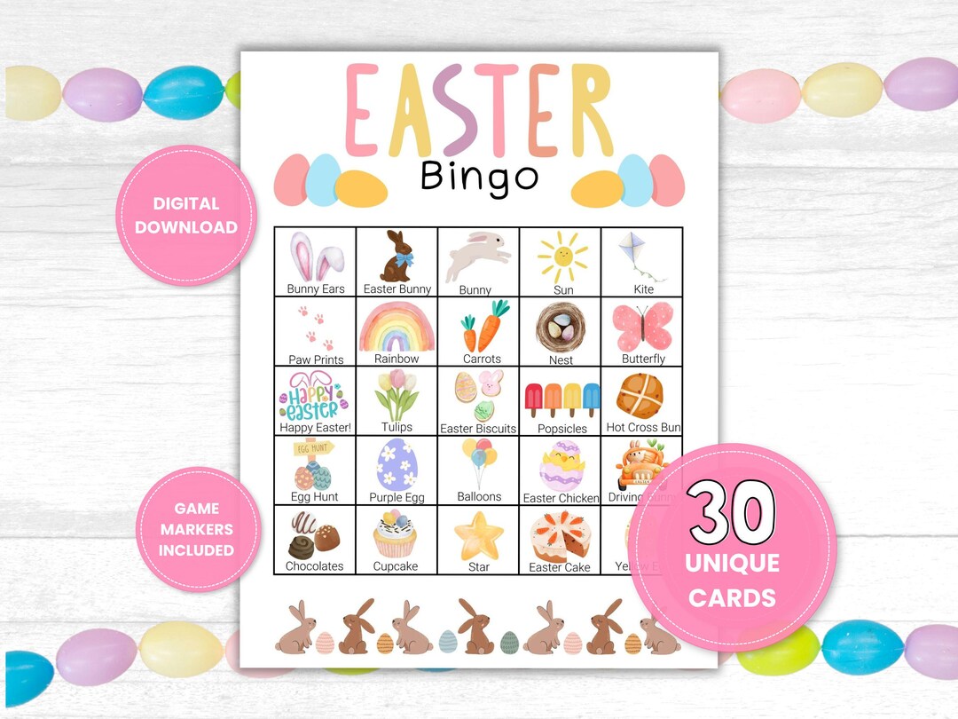Easter Bingo Game Printable - Fun Spring Activity for Kids, Family ...