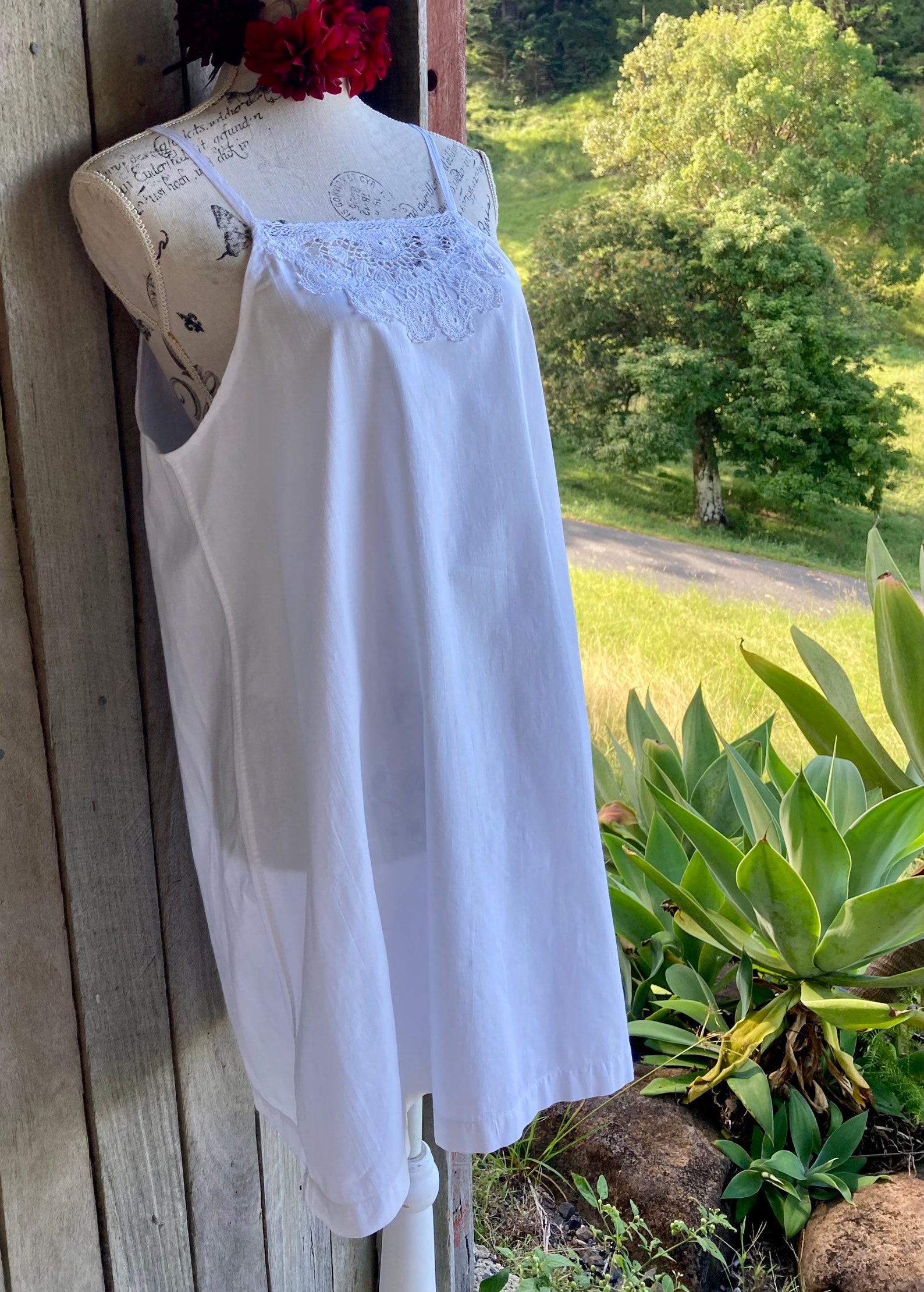 Old World Shift Dress Vintage French Chemise & Lace Bohemian Tunic ...
