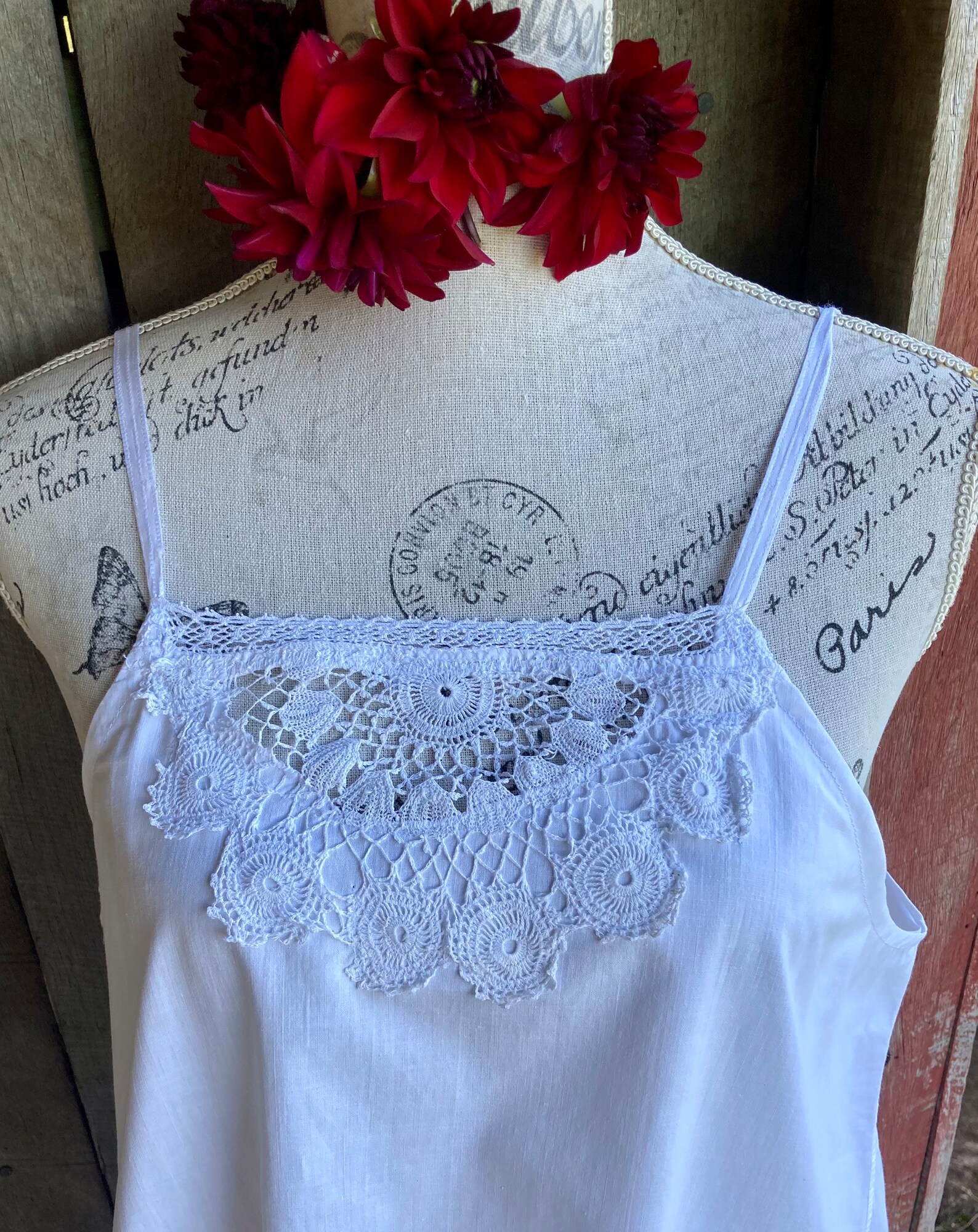 Old World Shift Dress Vintage French Chemise & Lace Bohemian Tunic ...