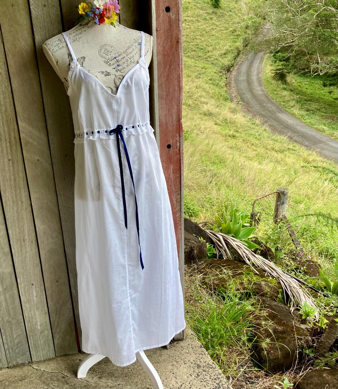 White Cotton Long Dress ~ Rustic Simplicity ~ Country Slip ~ Medium - Etsy