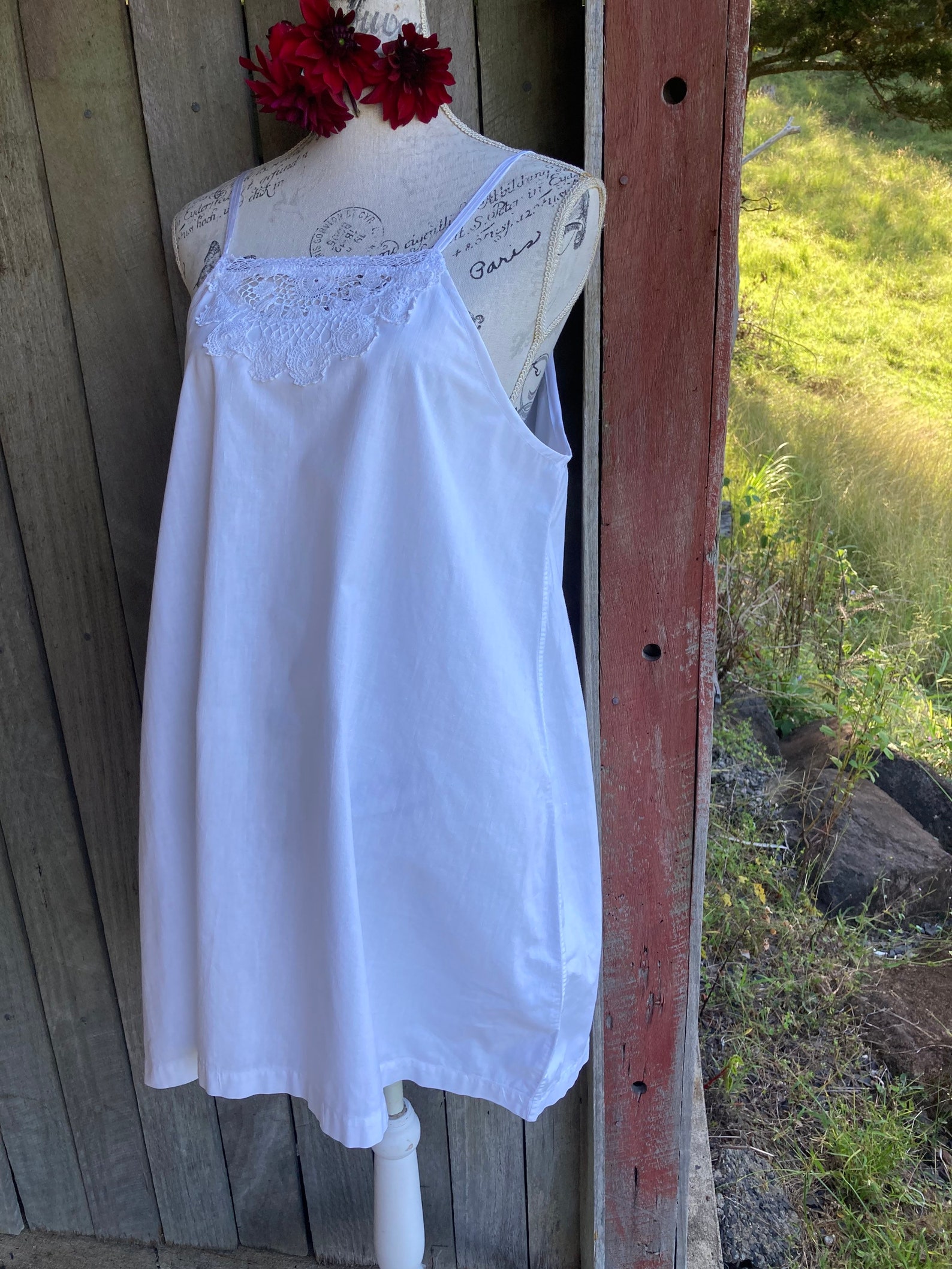 Old World Shift Dress Vintage French Chemise & Lace Bohemian Tunic ...