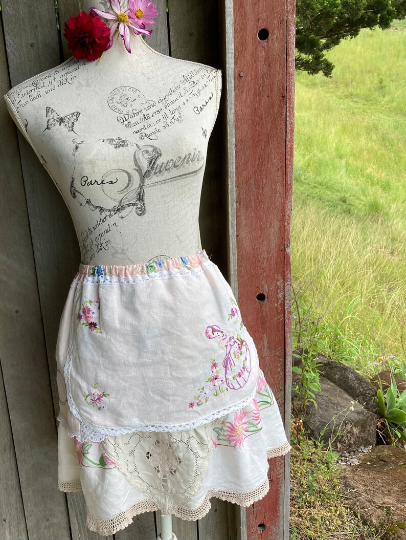 Tea in the Garden Short Skirt Vintage Embroideries - Etsy