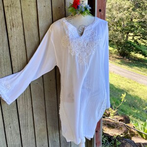 Boho Summer White Tunic With Crochet + Lace ~ Altered Couture ~ Xxl ...
