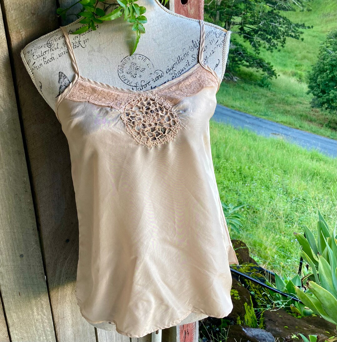 Silky Singlet With Vintage Lace ~ Boho Camisole Top ~ Xxs - Etsy
