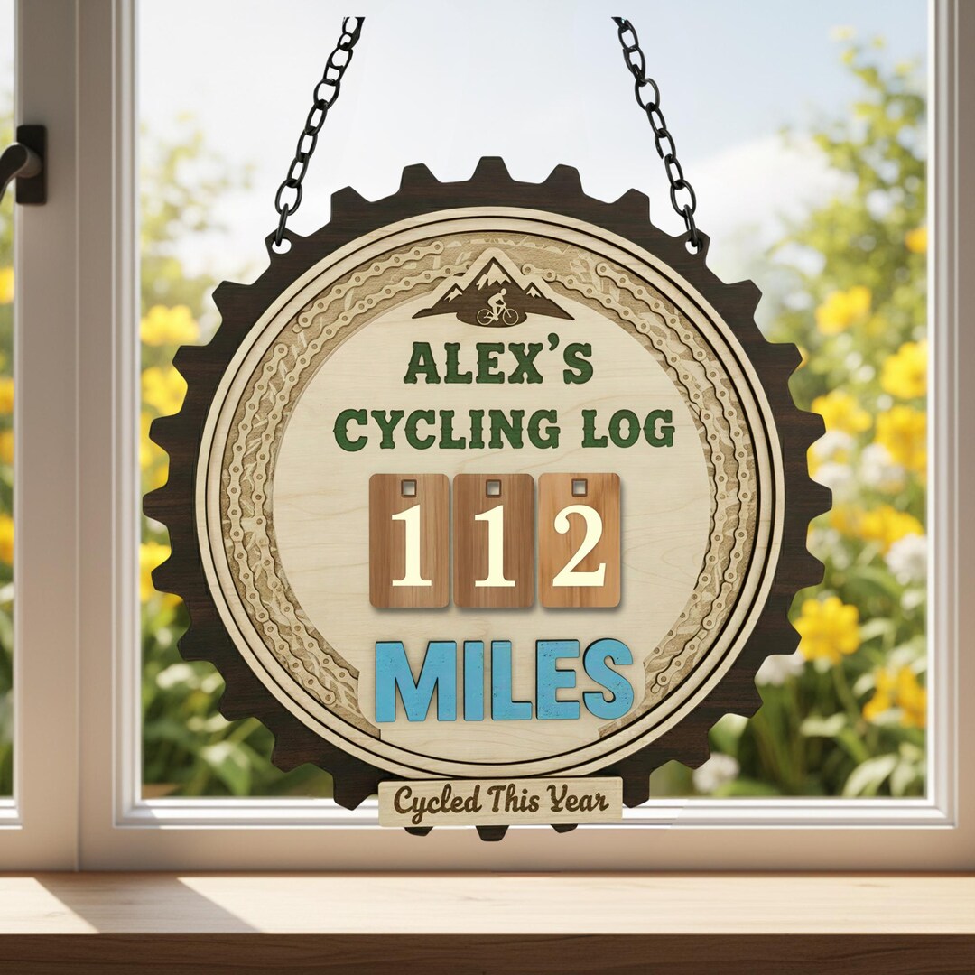 Personalized Cycling Miles Tracker Sign, Ride Log Board, Biker Fitness ...