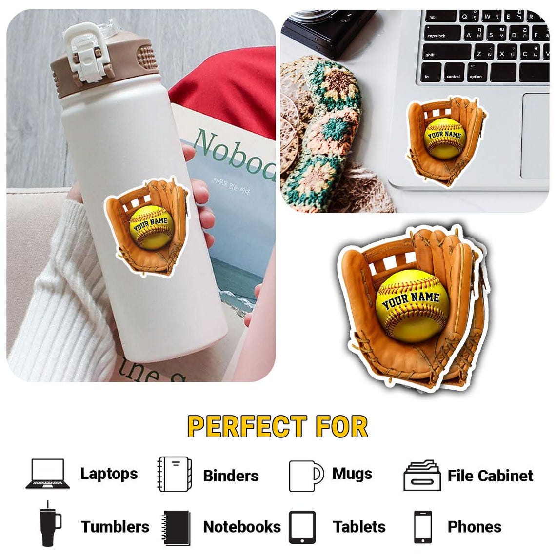 Personalized Softball Stickers for Helmets Custom Softball Sticker Gift ...