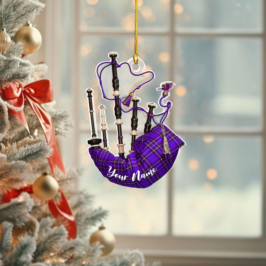Custom Name Bagpipe 2D FLAT Ornament, Scottish Christmas Tree Hanging ...