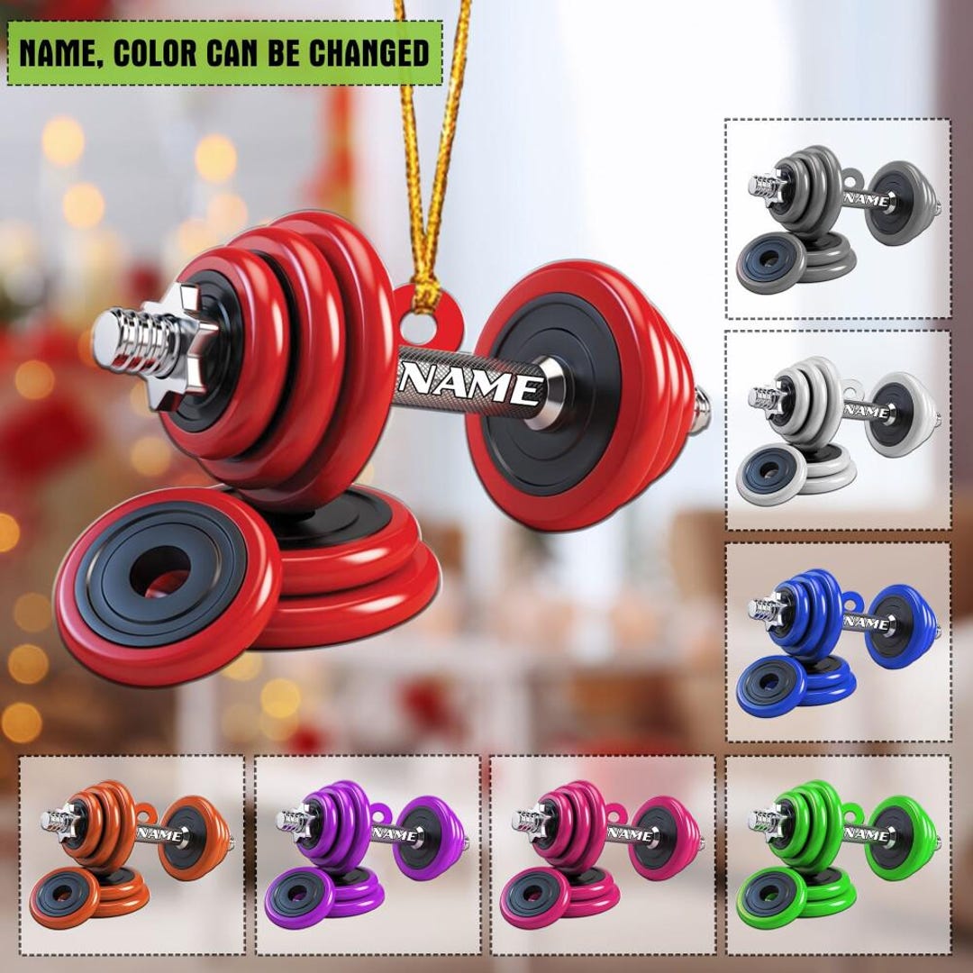 Personalized Dumbbell Ornament, Gym Lover Gift - Etsy
