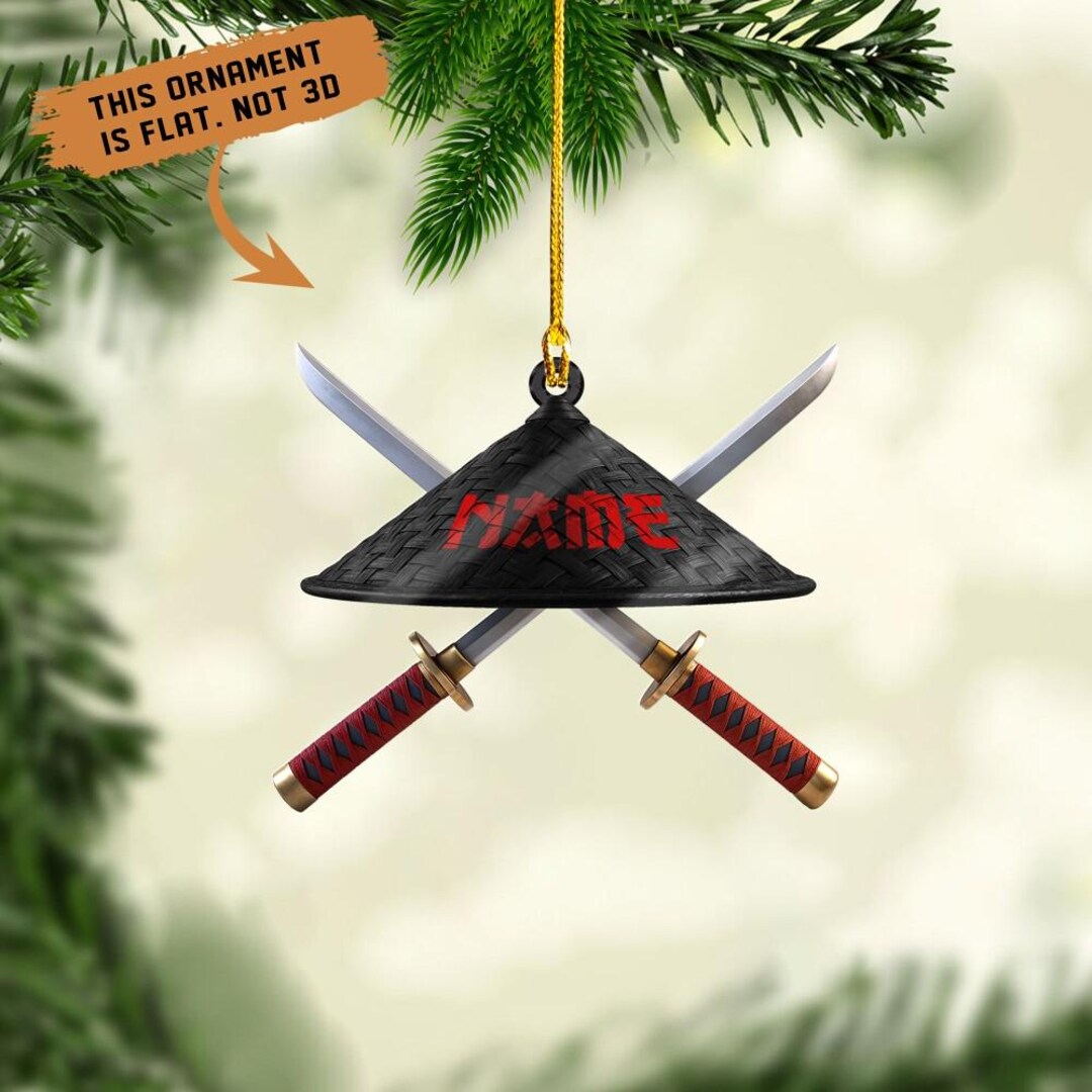 Personalized Samurai Flat Ornament, Custom Name Christmas Decoration - Etsy