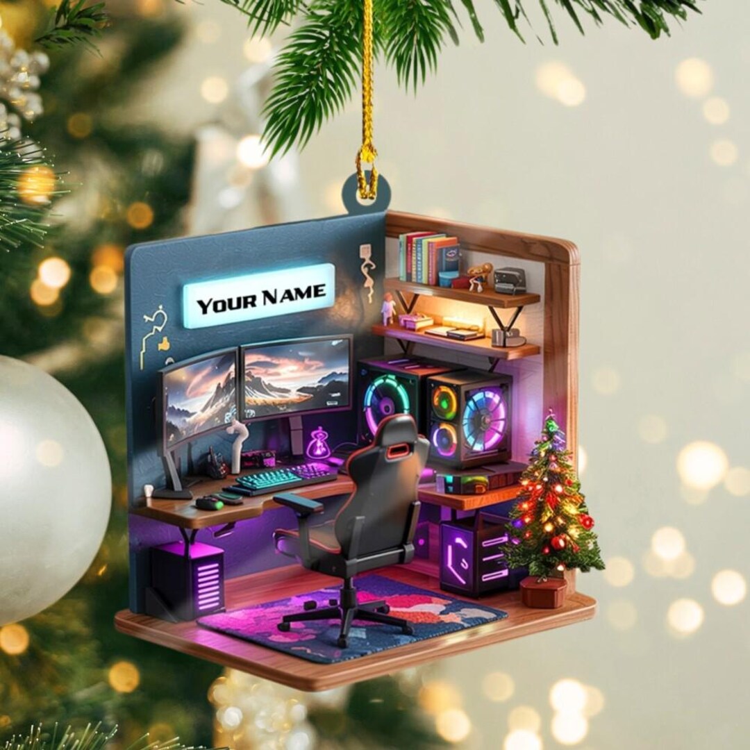 Custom Gaming Room Ornament, Gamer Christmas Gift, Personalized PC ...