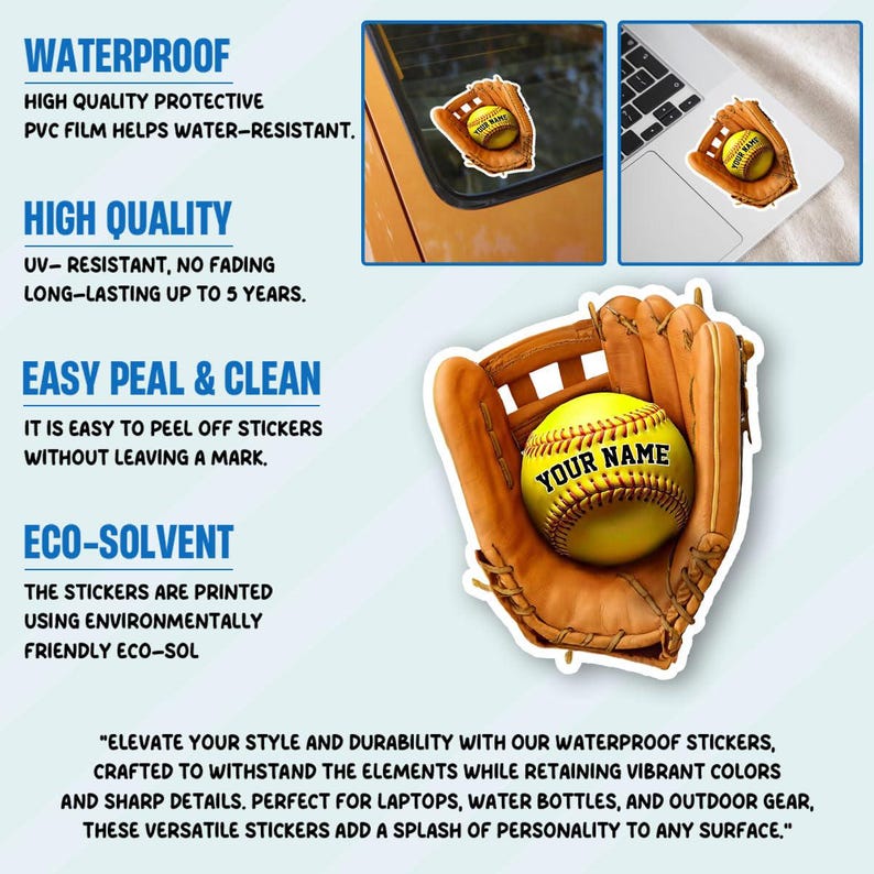 Personalized Softball Stickers for Helmets Custom Softball Sticker Gift ...