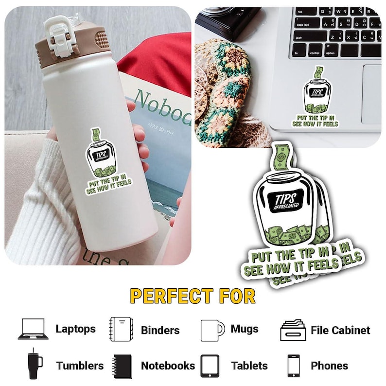 1PCS Put the Tip in See How It Feels Sticker Tip Jar Stickers Labels ...
