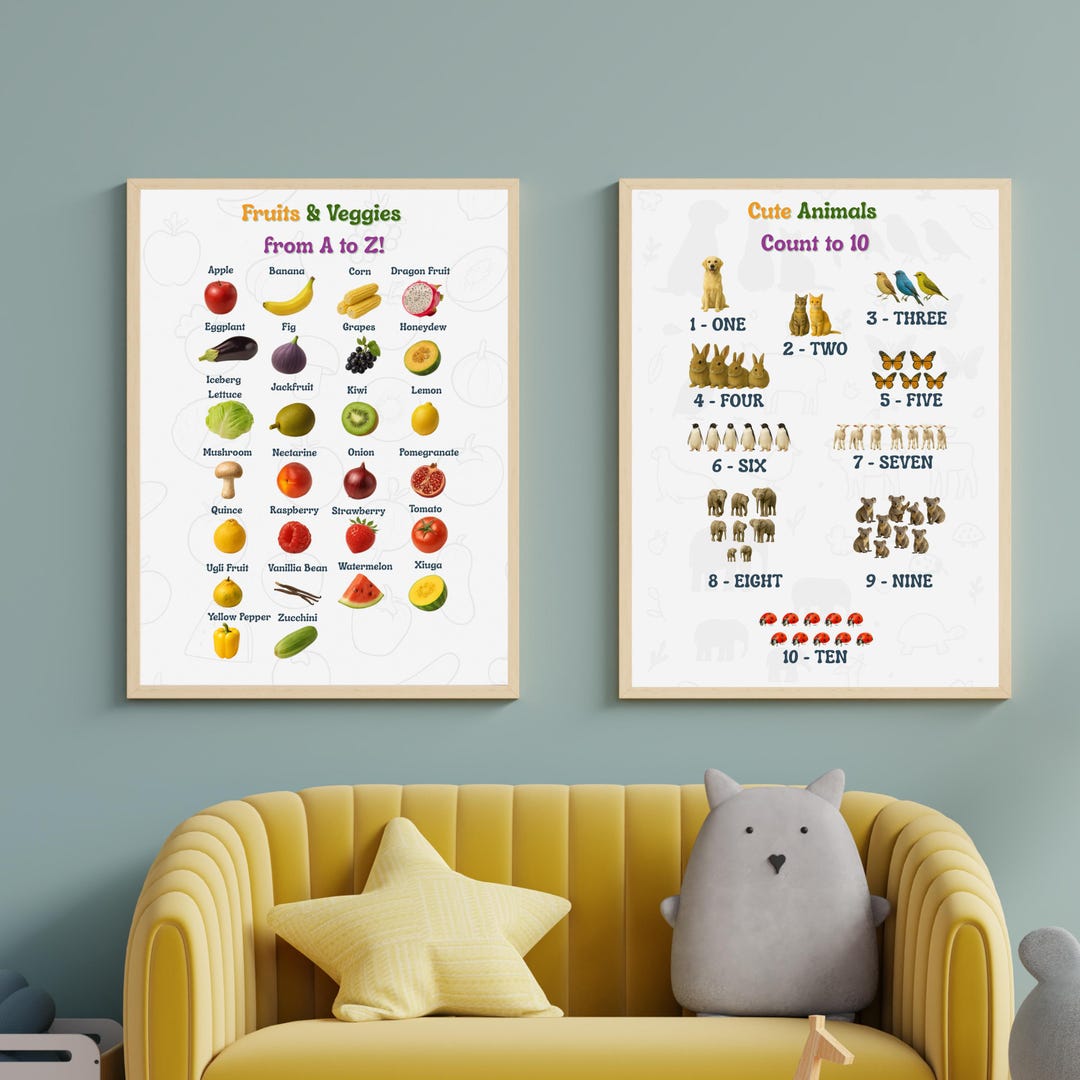 Alphabet Number Print Set, Alphabet Number Print, Educational Poster ...
