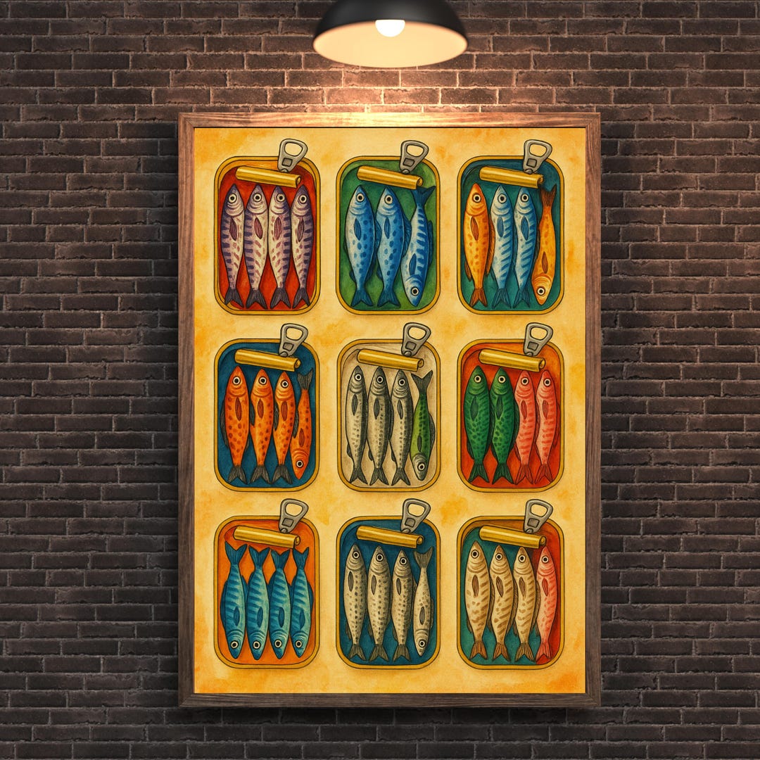 Tinned Fish Poster, Sardine Poster Printable, Funny Wall Art Dopamine ...
