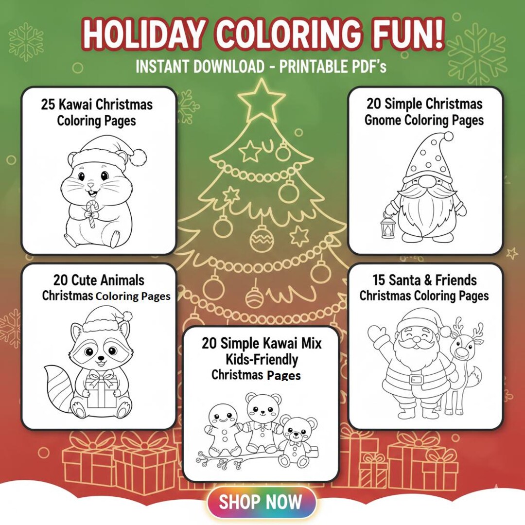 100 Christmas Coloring Pages Bundle: Festive Activity Book for Kids ...
