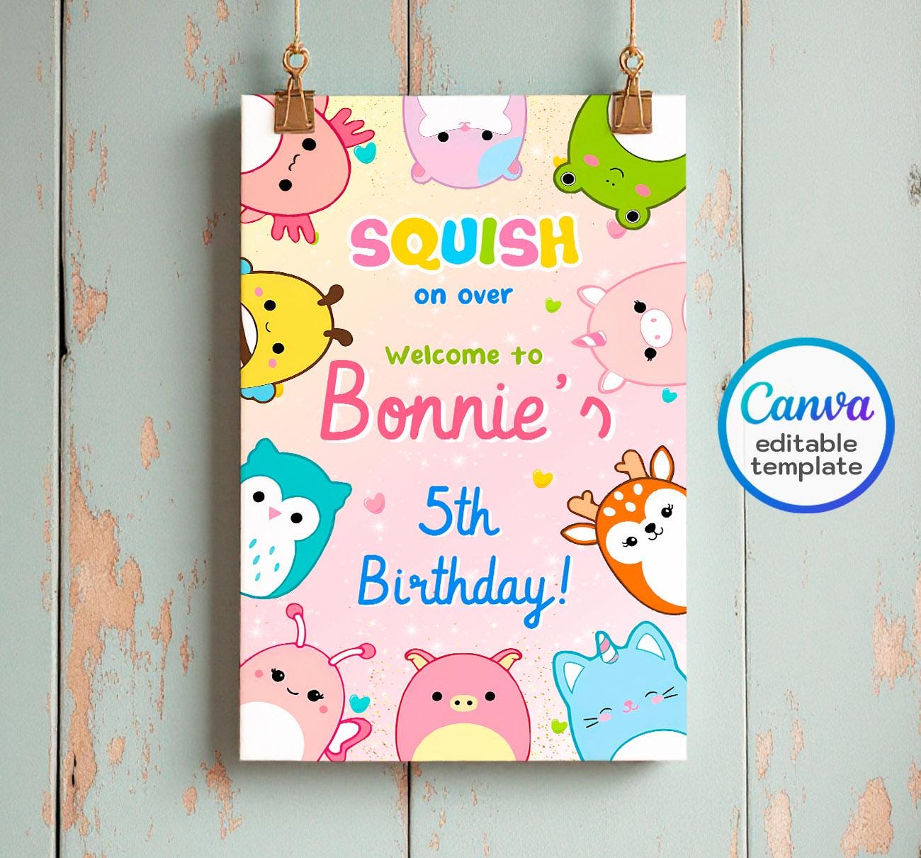 Squishy Welcome In, Squish Welcome Sign, Printable Editable ...