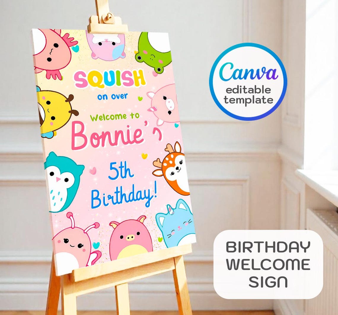 Squishy Welcome In, Squish Welcome Sign, Printable Editable ...