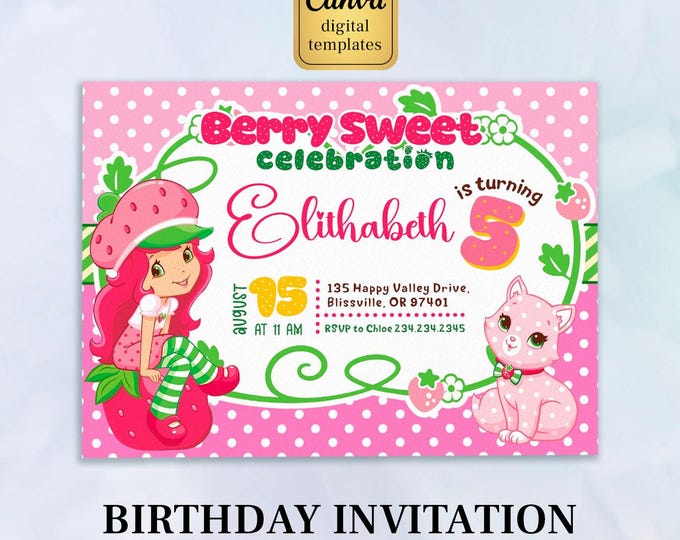 Strawberry Shortcake Invitation, Berry First Birthday, Shortcake Theme ...