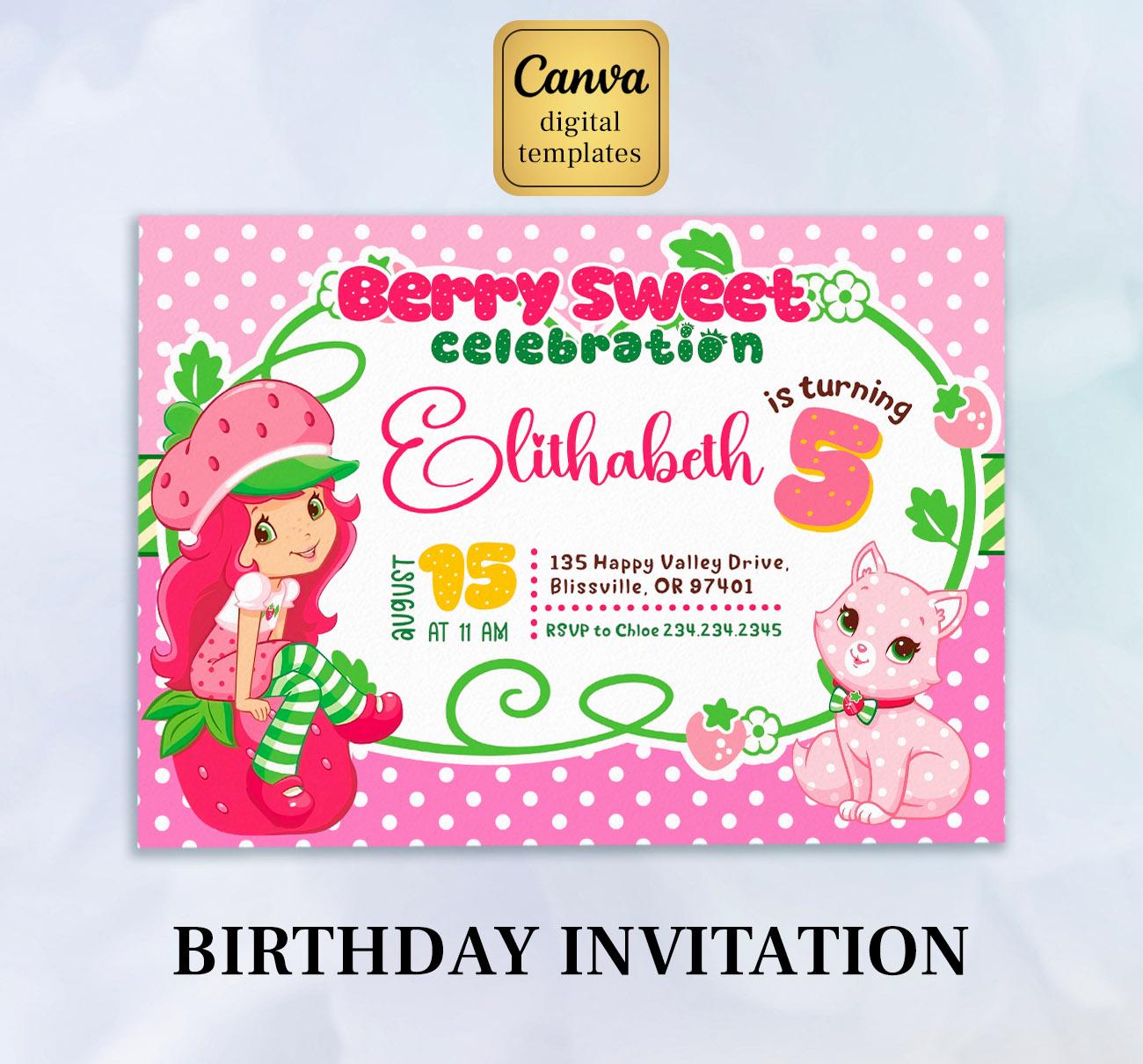 Strawberry Shortcake Invitation, Berry First Birthday, Shortcake Theme ...