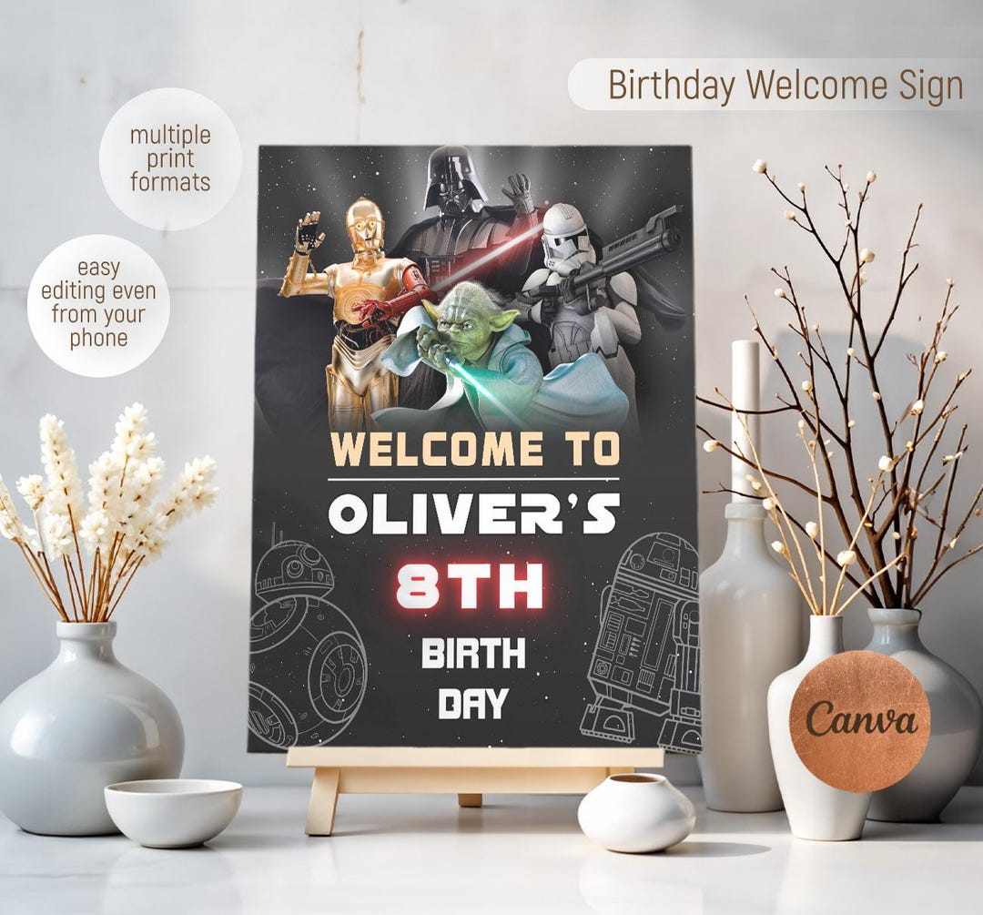 Printable Star Welcome Sign Template, Birthday Stormtrooper Wars Party ...