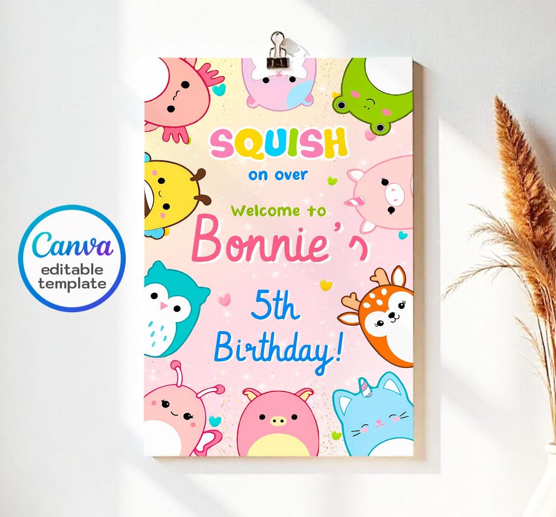 Squishy Welcome In, Squish Welcome Sign, Printable Editable ...