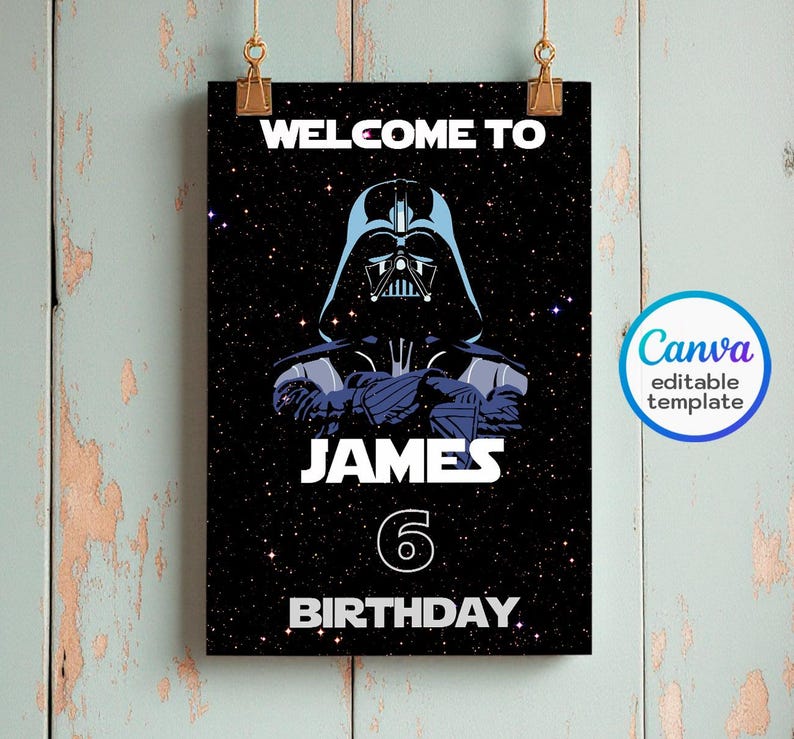 Printable Star Welcome Sign Template, Birthday Stormtrooper Wars Party ...