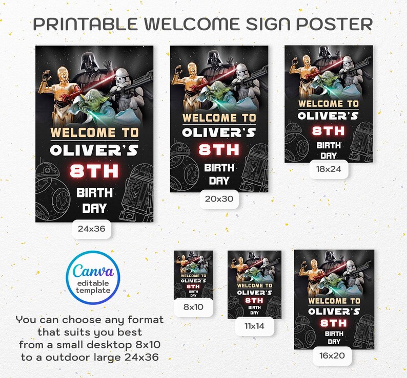 Printable Star Welcome Sign Template, Birthday Stormtrooper Wars Party ...