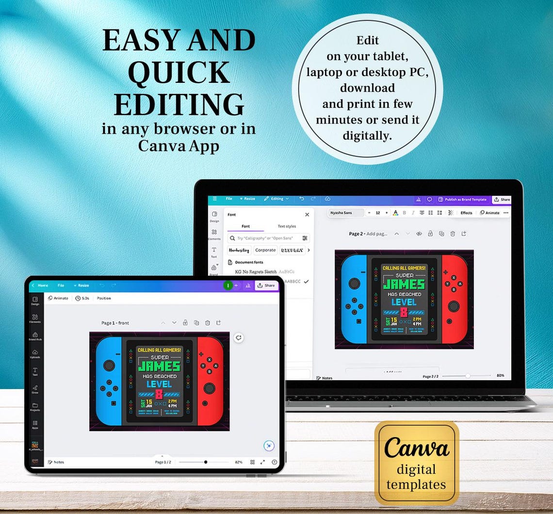 Editable Switch Invite, Printable Gamer Birthday Invitation, Video Game ...