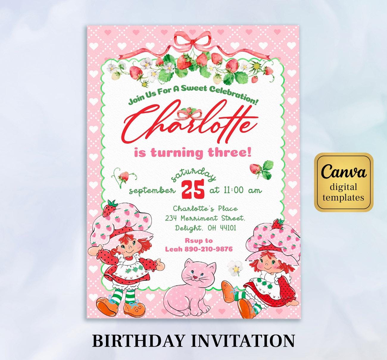 Strawberry Shortcake Invitation, Berry First Birthday, Shortcake Theme ...