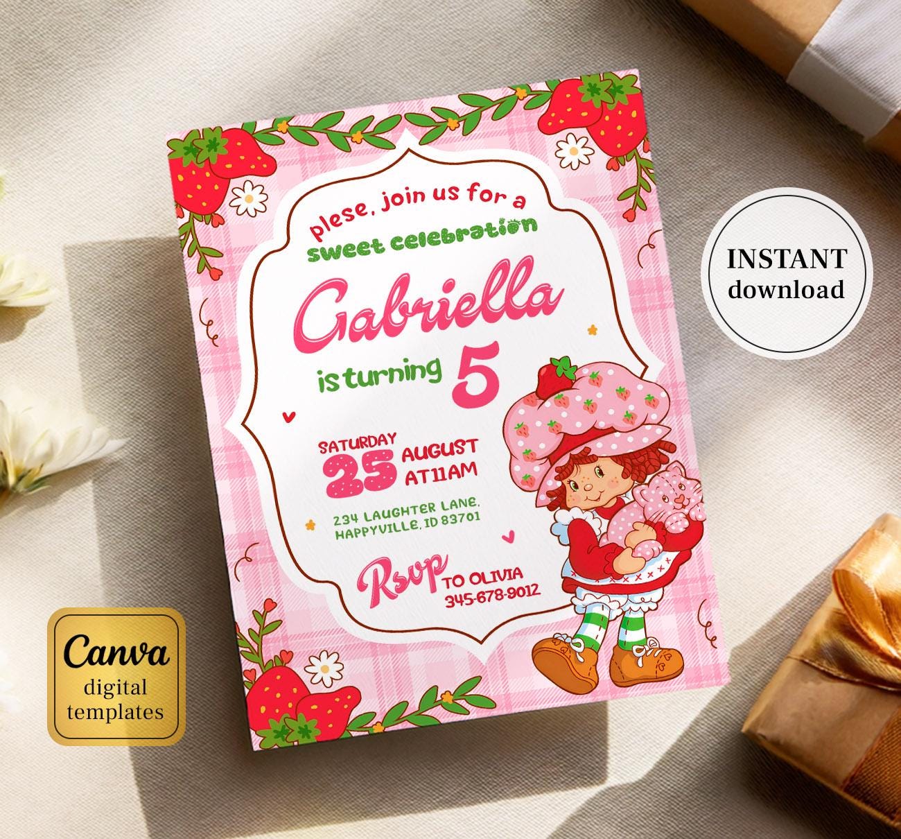 Strawberry Shortcake Invitation, Berry First Birthday, Shortcake Theme ...