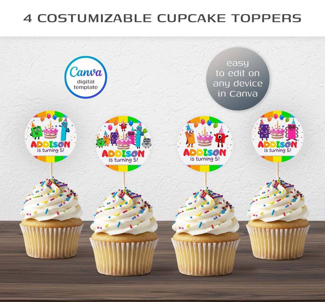 Numberblocks Party Bundle: Gift Tags, Cupcake Toppers, Table Tent ...