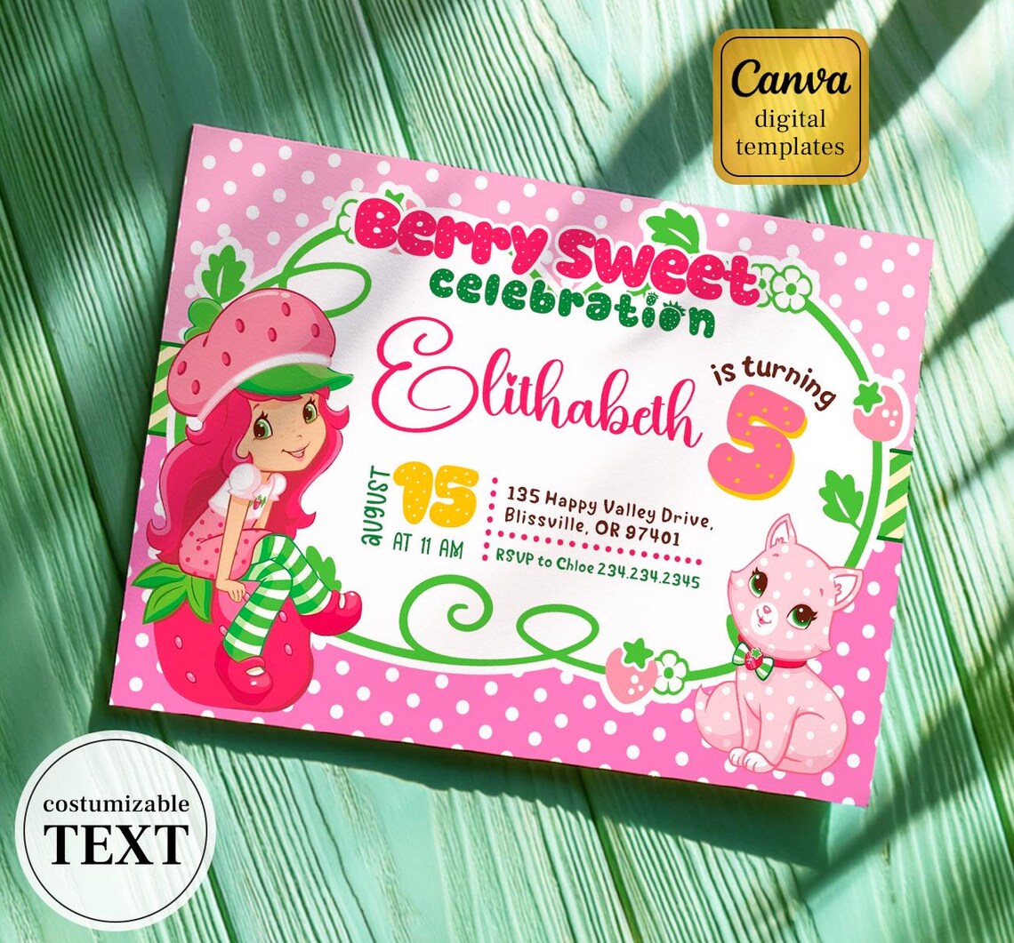 Strawberry Shortcake Invitation, Berry First Birthday, Shortcake Theme ...